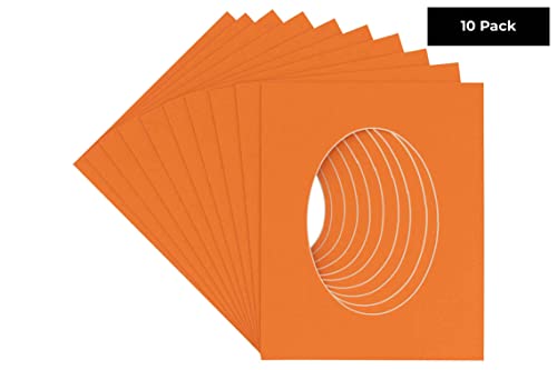 CountryArtHouse Orange Acid Free 28x35 Oval Picture Frame Mat with White Core Bevel Cut for 24x30 Pictures - Fits 28x35 Frame - Pack of 10 Matboards