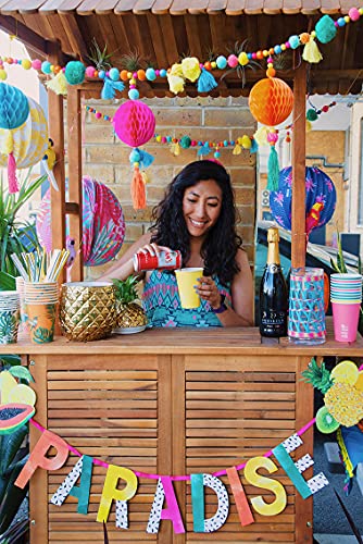 Talking Tables Boho Party Decorations | Boho Pom Poms Garland | Great For Room Décor, Birthday Party, Baby Shower, Wedding And Bridal Shower