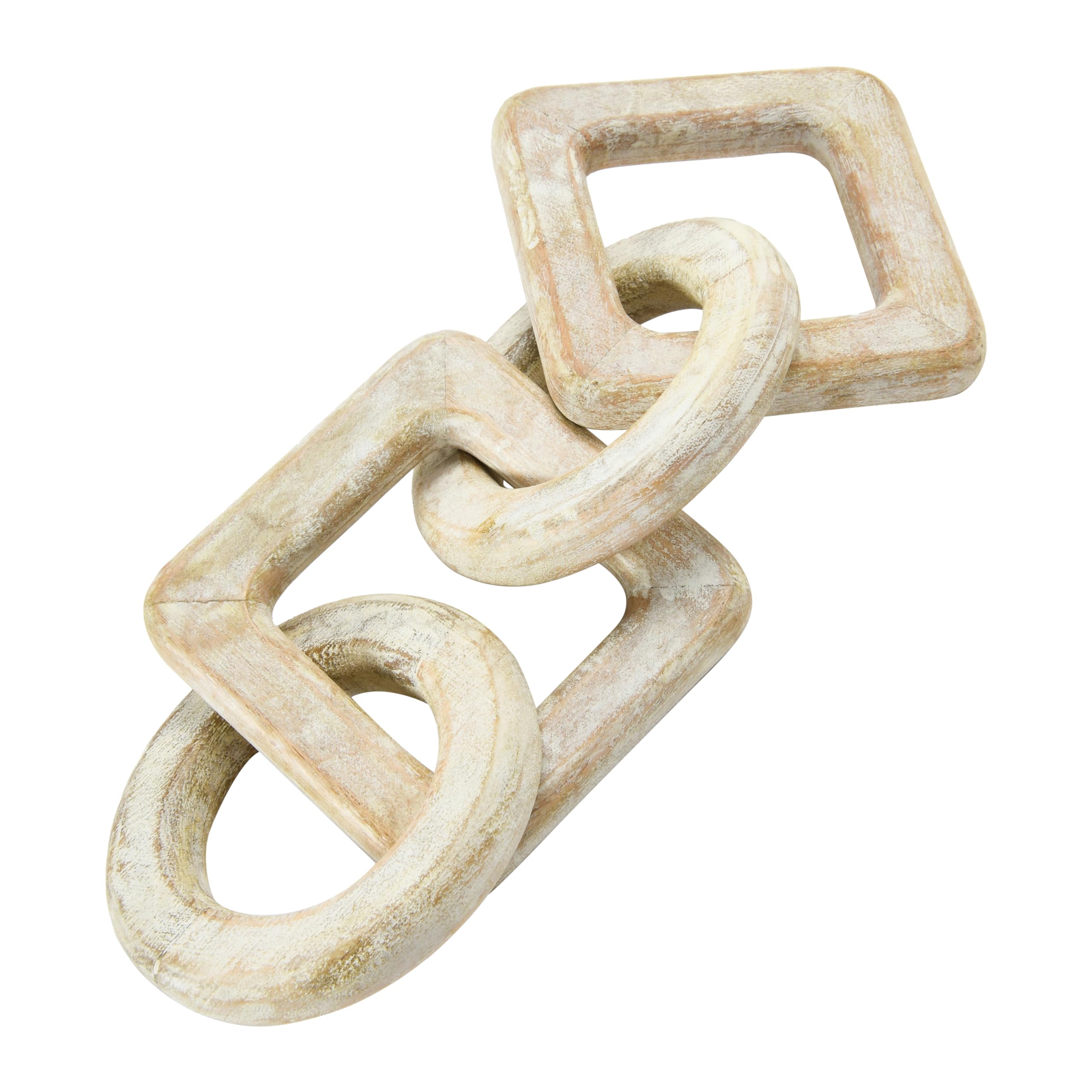 Creative Co-Op Mango Wood Chain Décor, Whitewashed, Natural