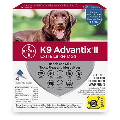 Bayer K9 Advantix II Flea and Tick Prevention for Extra-Large Dogs 4-Pack, Over 55 Pounds