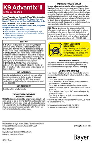 Bayer K9 Advantix II Flea and Tick Prevention for Extra-Large Dogs 4-Pack, Over 55 Pounds
