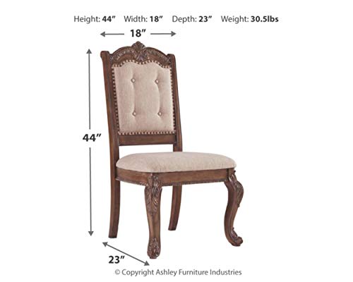 Signature Design by Ashley Charmond Antique 19" Upholstered Dining Chair, 2 Count, Brown
