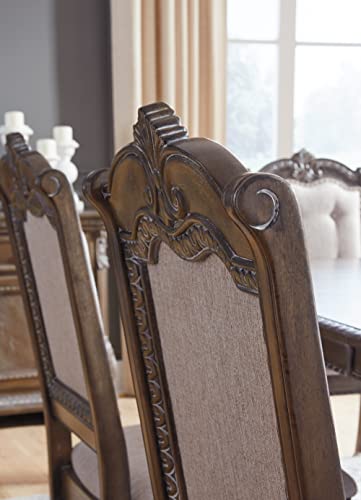 Signature Design by Ashley Charmond Antique 19" Upholstered Dining Chair, 2 Count, Brown