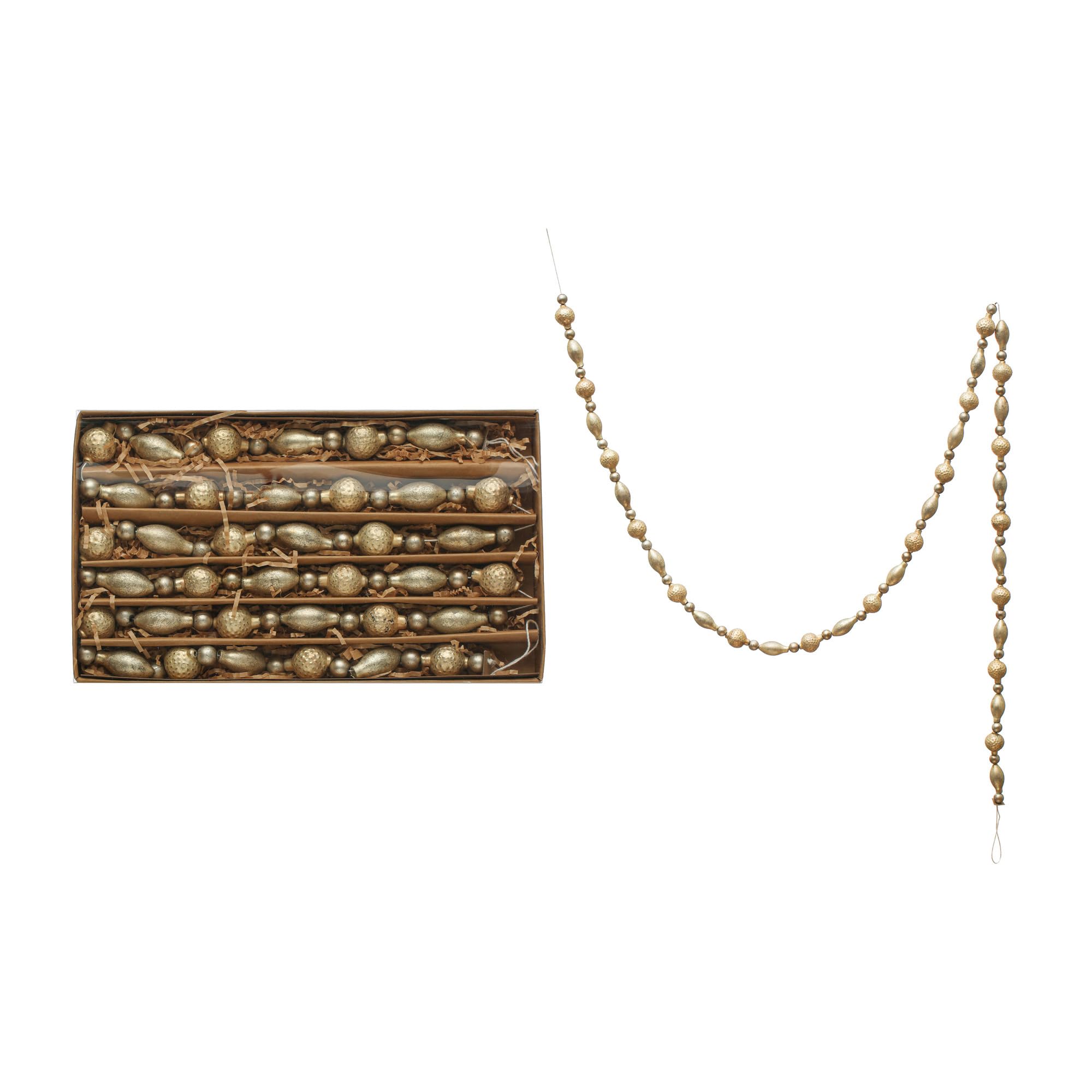 Creative Co-Op, Antique Pewter and Gold Glass Garland in Box, Finish