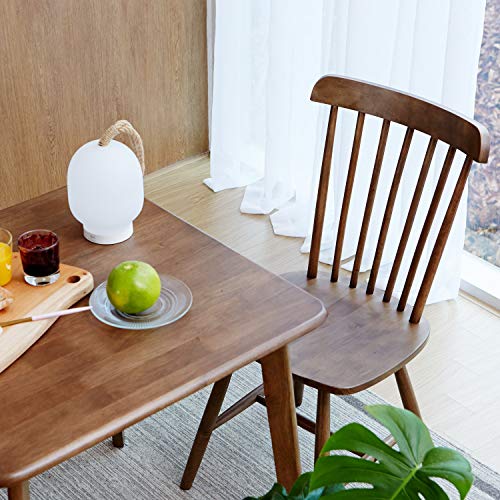 Livinia Aslan Malaysian Oak Dining Chair Set of Two, Country Farmhouse High Spindle Back Wooden Side Chairs (Walnut)