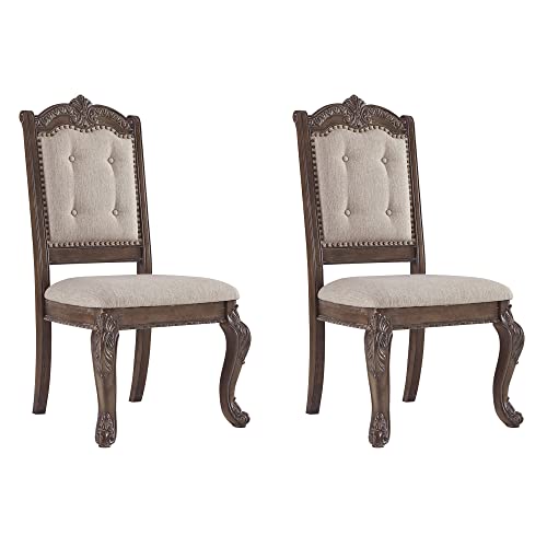 Signature Design by Ashley Charmond Antique 19" Upholstered Dining Chair, 2 Count, Brown