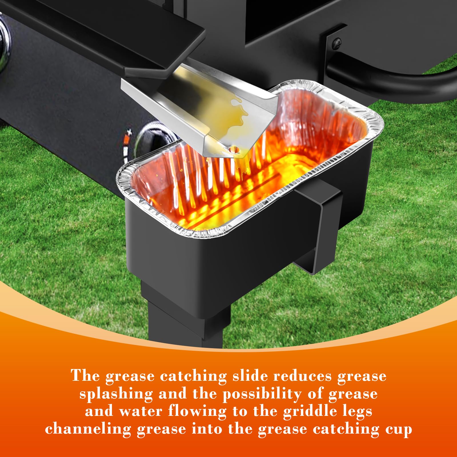 Uniflasy Griddle Grease Catcher Drip Cup with 𝟮𝟬𝗣𝗰 Grease Cup Liners for Blackstone 17, 22, 28, 30,36 inch, Grease Tray Cup Accessories for Blackstone Griddle, Drip Pans for Blackstone