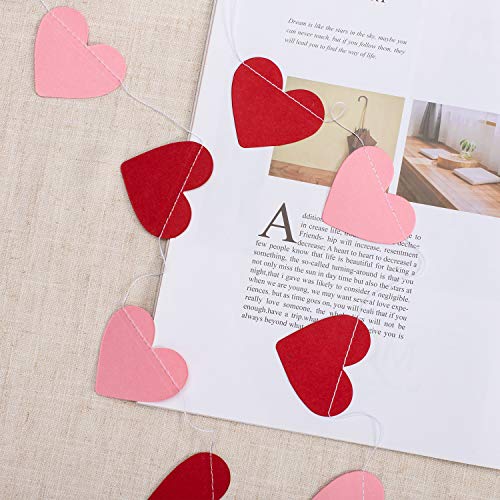 Whaline Valentine's Day Heart Garland Valentines Bunting Banners String for Wedding, Party, Bridal Shower, Engagement, Home Decorations, Pack of 4