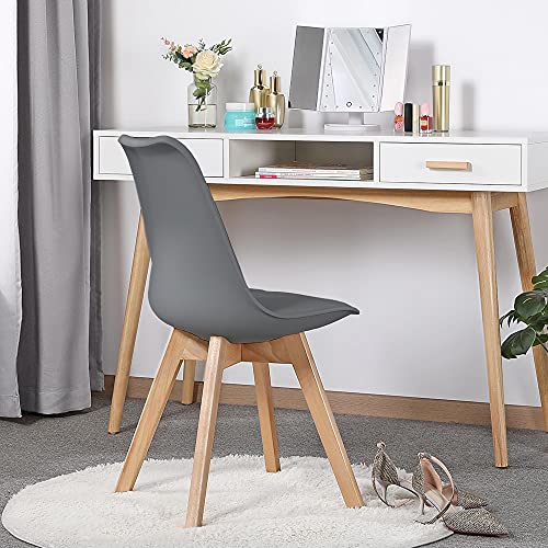 Yaheetech Dining Chairs Accent Chair with Beech Wood Legs Modern Mid Century Eiffel Inspired Chair, Dark Gray, 4Pcs
