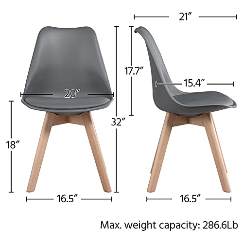 Yaheetech Dining Chairs Accent Chair with Beech Wood Legs Modern Mid Century Eiffel Inspired Chair, Dark Gray, 4Pcs