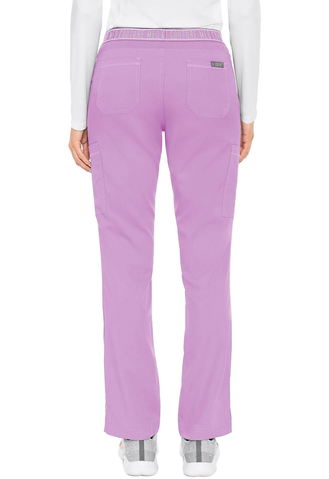 Med Couture Women's Yoga Pull-On Pant with 7 Pockets Ultra-Soft Rib-Knit Waistband and 2-Way Stretch Technology - MC7739, S, Lilac
