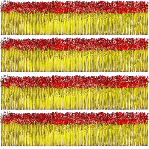 Crowye 10 Pcs Graduation Parade Float Decorations, Include Foil Fringe Garland Set of 4 and Metallic Twist Garland Set of 6, Car Decorations for Congrats Grad (Bright Gold and Red)