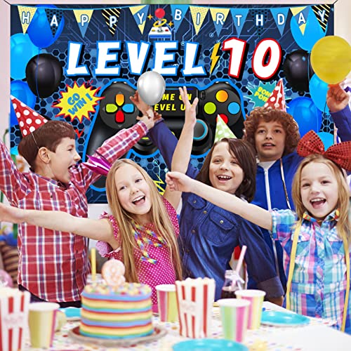 Vlipoeasn 10th Birthday Decorations for Boys 10th Video Game Birthday Decorations 10 Birthday Video Game Backdrop 10 Birthday Backdrop for Boys