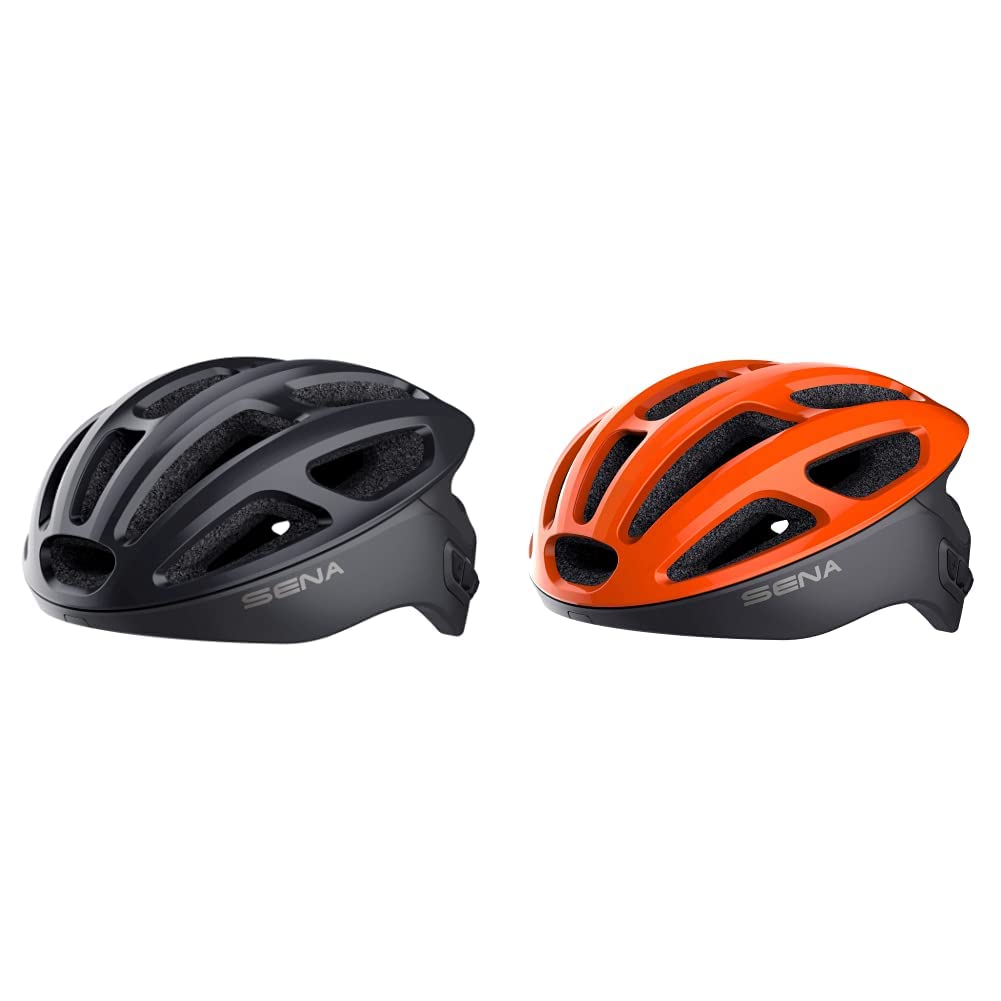 Sena R1 Smart Cycling Helmets (Matte Black and Electric Tangerine)