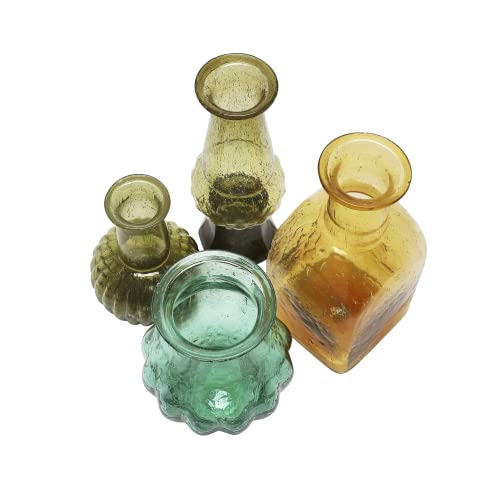 Creative Co-Op Hand Blown Glass Vases, Multicolor, Set of 4 Styles