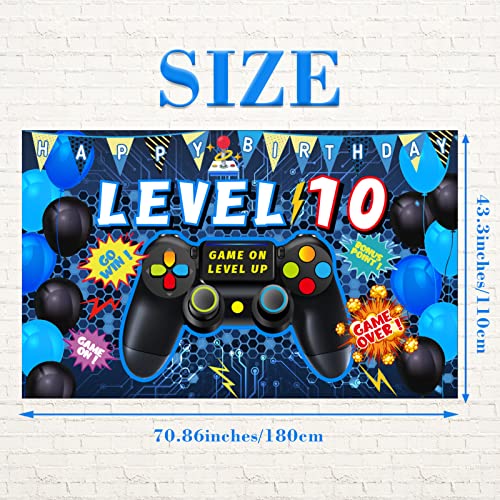 Vlipoeasn 10th Birthday Decorations for Boys 10th Video Game Birthday Decorations 10 Birthday Video Game Backdrop 10 Birthday Backdrop for Boys