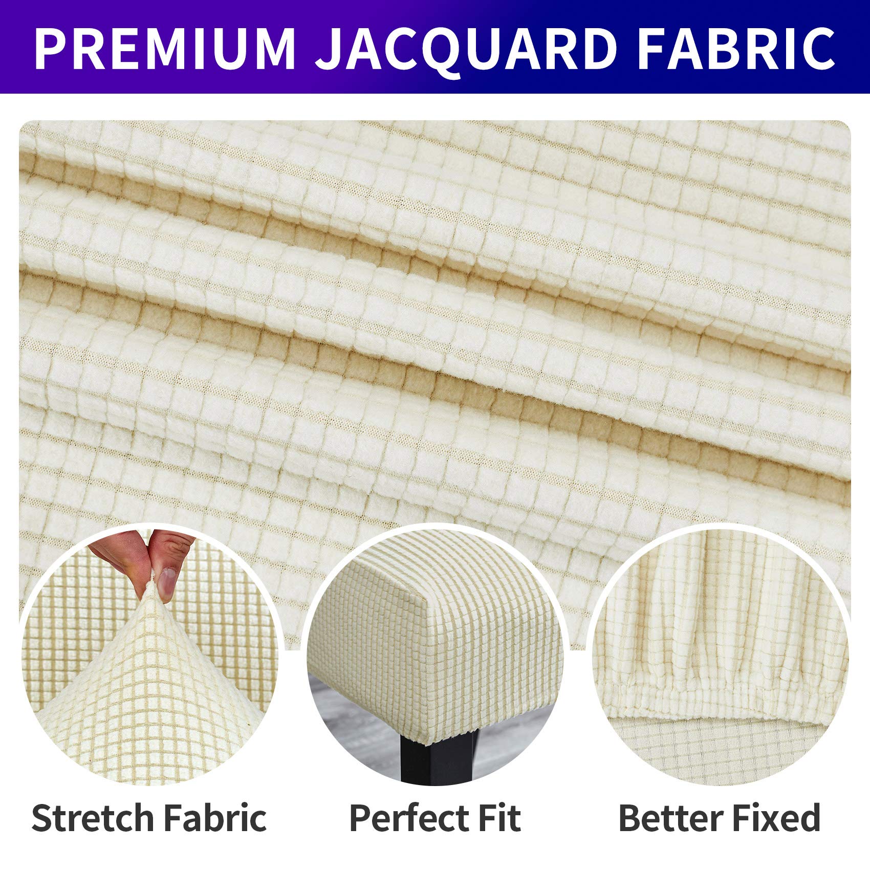 Howhic Stretch Chair Covers for Dining Room Set of 6, Removable Washable Dining Room Chair Covers, Dining Chair Slipcovers Seat Protector, Great for Home and Banquet Decoration (Ivory, 6 Pack)