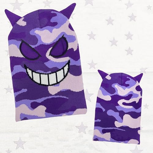Balaclava Funny Knitted Full Face Cover Anime Ski Mask Winter Windproof Neck Warmer Thermal Cycling for Men Women One Size Purple