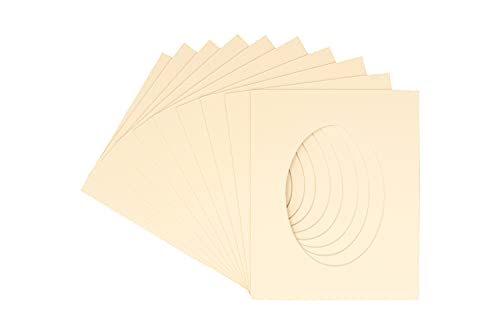 CountryArtHouse Cream Acid Free 20x38 Oval Picture Frame Mat with White Core Bevel Cut for 15x30 Pictures - Fits 20x38 Frame - Pack of 10 Matboards