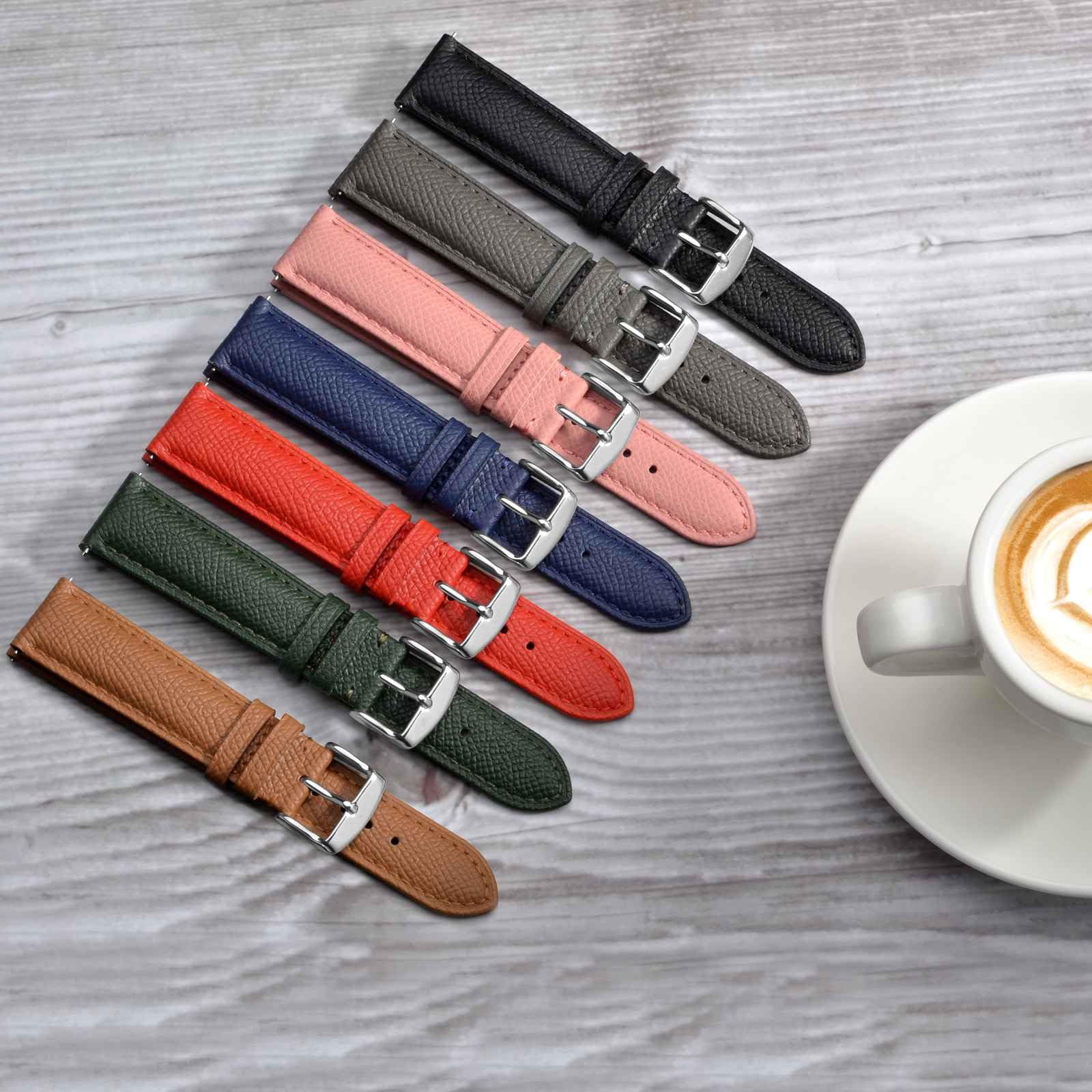 BISONSTRAP Texture Leather Watch Straps for Women and Men, Watch Replacement Bands with Quick Release, 20mm, Dark Blue, Silver Buckle