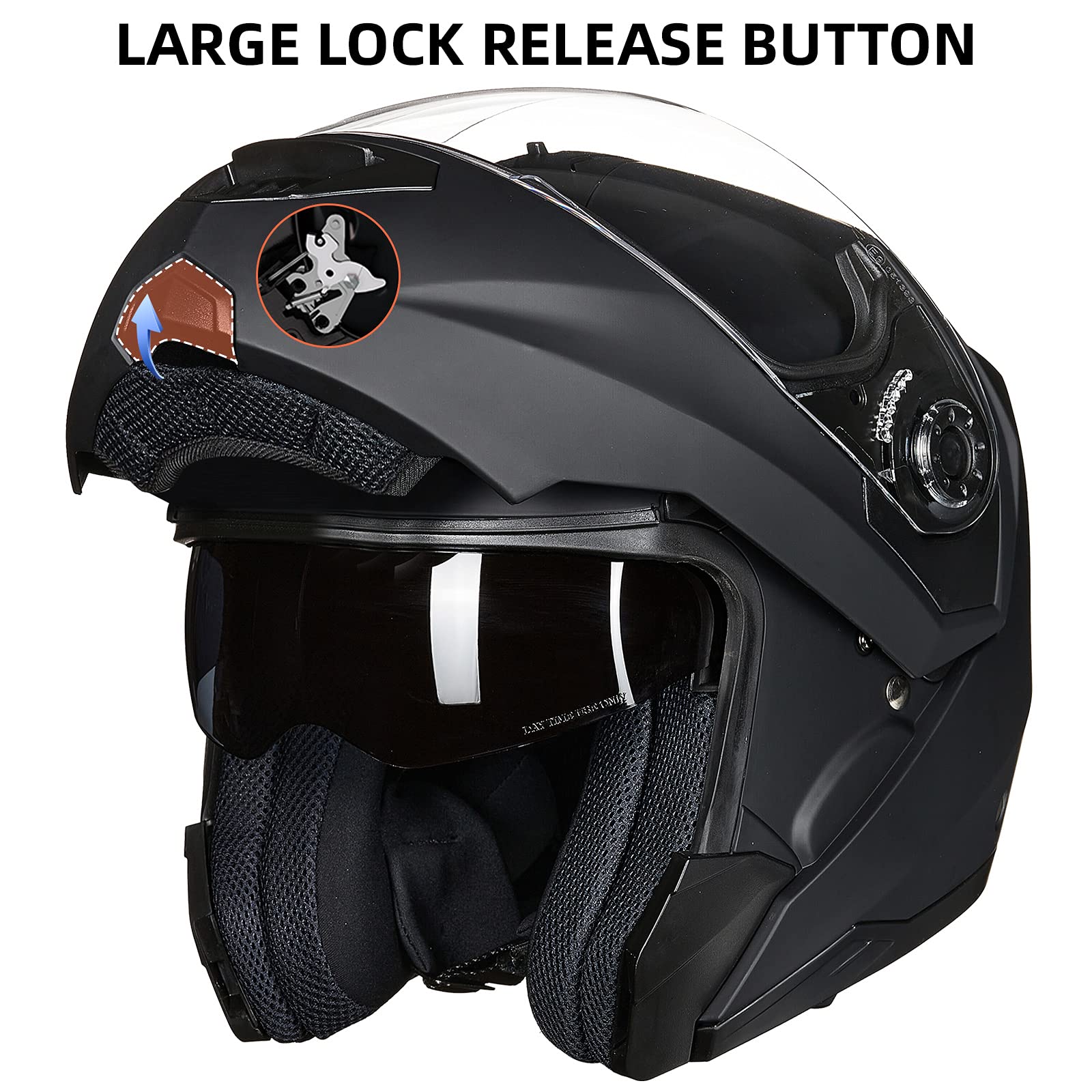ILM Motorcycle Helmets for Adults Dual Visor Enlarged Air Vents Modular Full Face Cascos para Motos Men Women DOT Model DP998(Matte Black, Large)