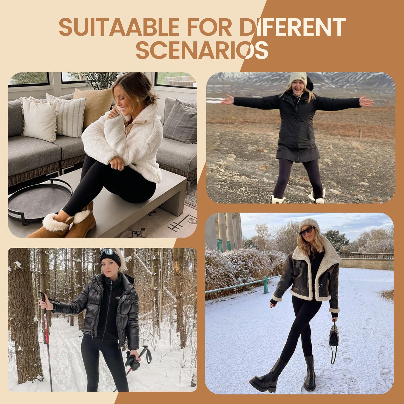 Happy.angel 2 Pack Fleece Lined Leggings Women, Thermal Warm Black Winter Workout Yoga Leggings