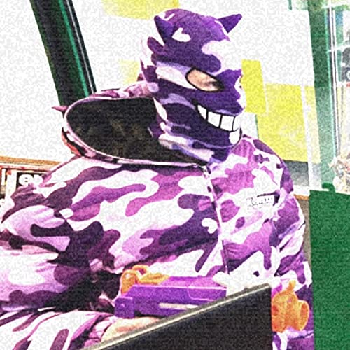 Balaclava Funny Knitted Full Face Cover Anime Ski Mask Winter Windproof Neck Warmer Thermal Cycling for Men Women One Size Purple