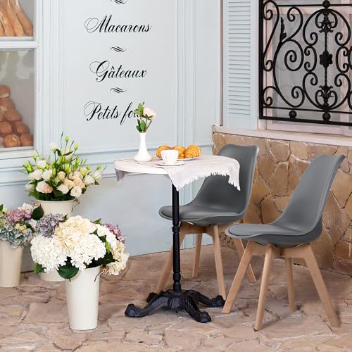 Yaheetech Dining Chairs Accent Chair with Beech Wood Legs Modern Mid Century Eiffel Inspired Chair, Dark Gray, 4Pcs