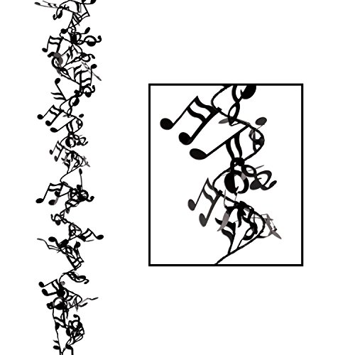 Beistle 57673-BK Gleam N Flex Musical Notes Garland, 25, Black (Value 3-Pack)