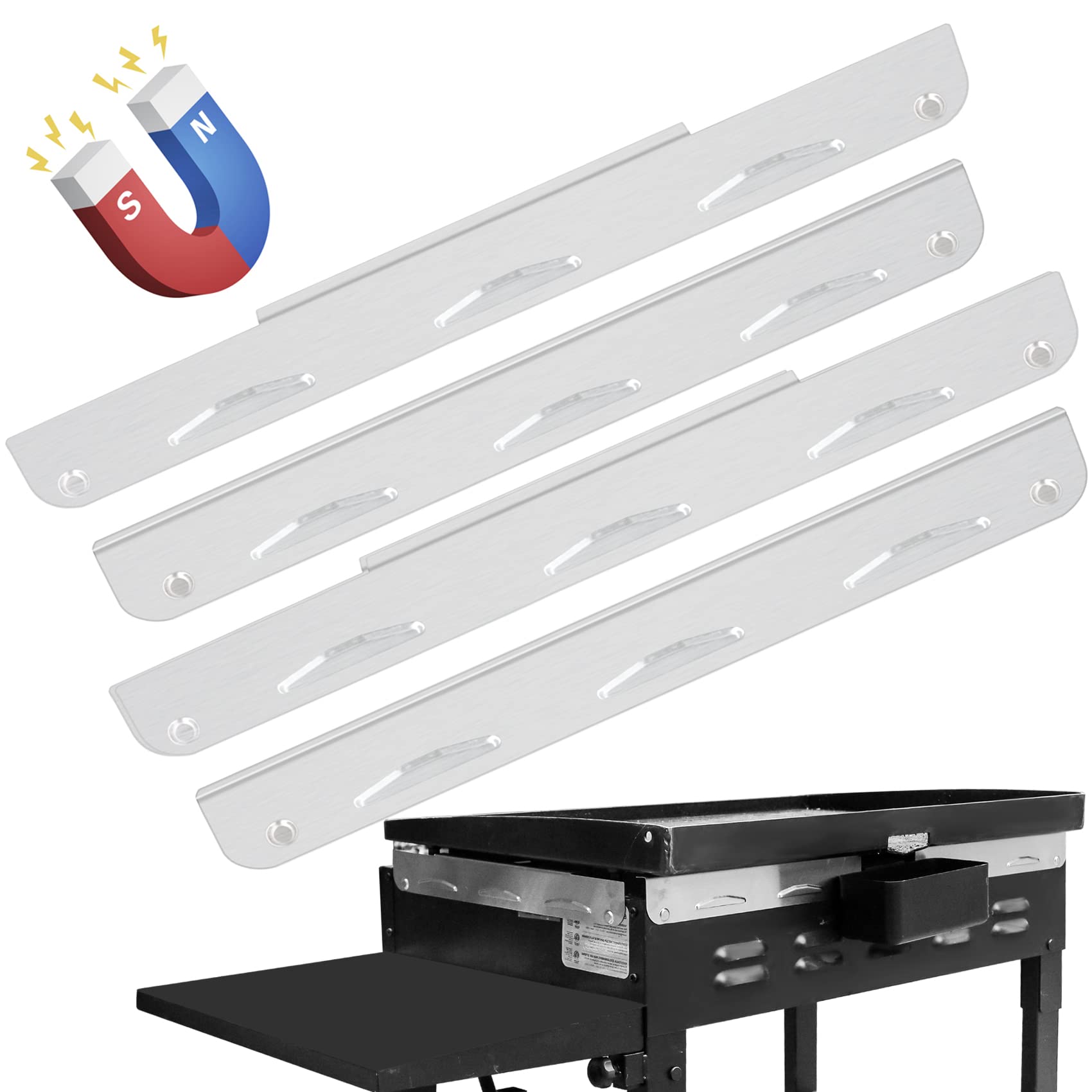 Wind Guards for Blackstone 28 Inch Griddle, Magnetic Blackstone Griddle Grill Accessories Fit with Side Shelf, Hood and Rear Grease Cup, Heat Shield for Side Table,Hold Heat, Save Gas and No Dropping