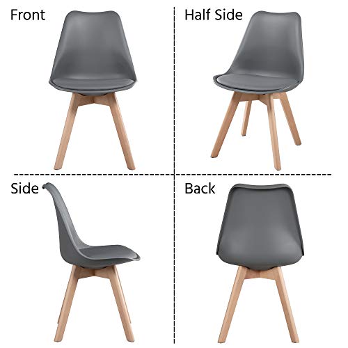 Yaheetech Dining Chairs Accent Chair with Beech Wood Legs Modern Mid Century Eiffel Inspired Chair, Dark Gray, 4Pcs