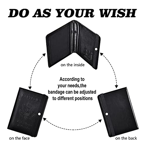 HerriaT Passport Holder Cover Case RFID Blocking Travel Wallet Card Case for Women Man(Black)