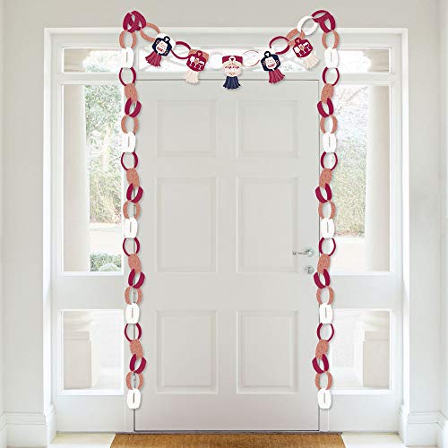 Big Dot of Happiness But First, Wine - 90 Chain Links and 30 Paper Tassels Decoration Kit - Wine Tasting Party Paper Chains Garland - 21 feet