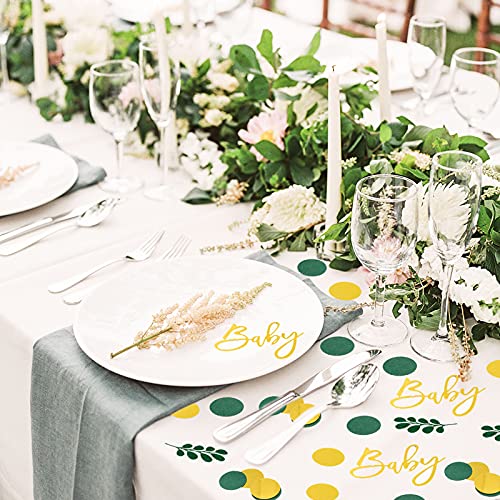 Greenery Baby Shower Confetti Decorations - Sage Green Table Scatter Confetti with Eucalyptus, Gold Baby Letter, Green Paper Confetti for Baby Shower Gender Reveal Table Decorations