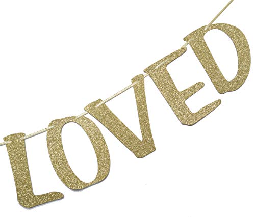 12 Years Loved Banner Sign Gold Glitter for 12th Birthday Party Decorations Anniversary Decor Photo Booth Props