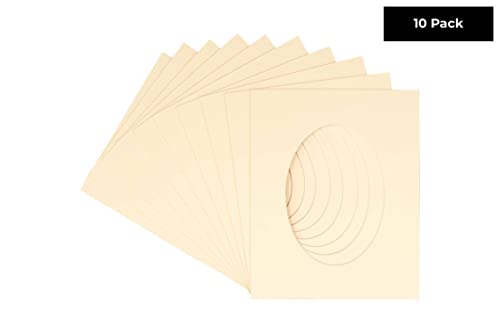CountryArtHouse Cream Acid Free 16x23 Oval Picture Frame Mat with White Core Bevel Cut for 13x20 Pictures - Fits 16x23 Frame - Pack of 10 Matboards