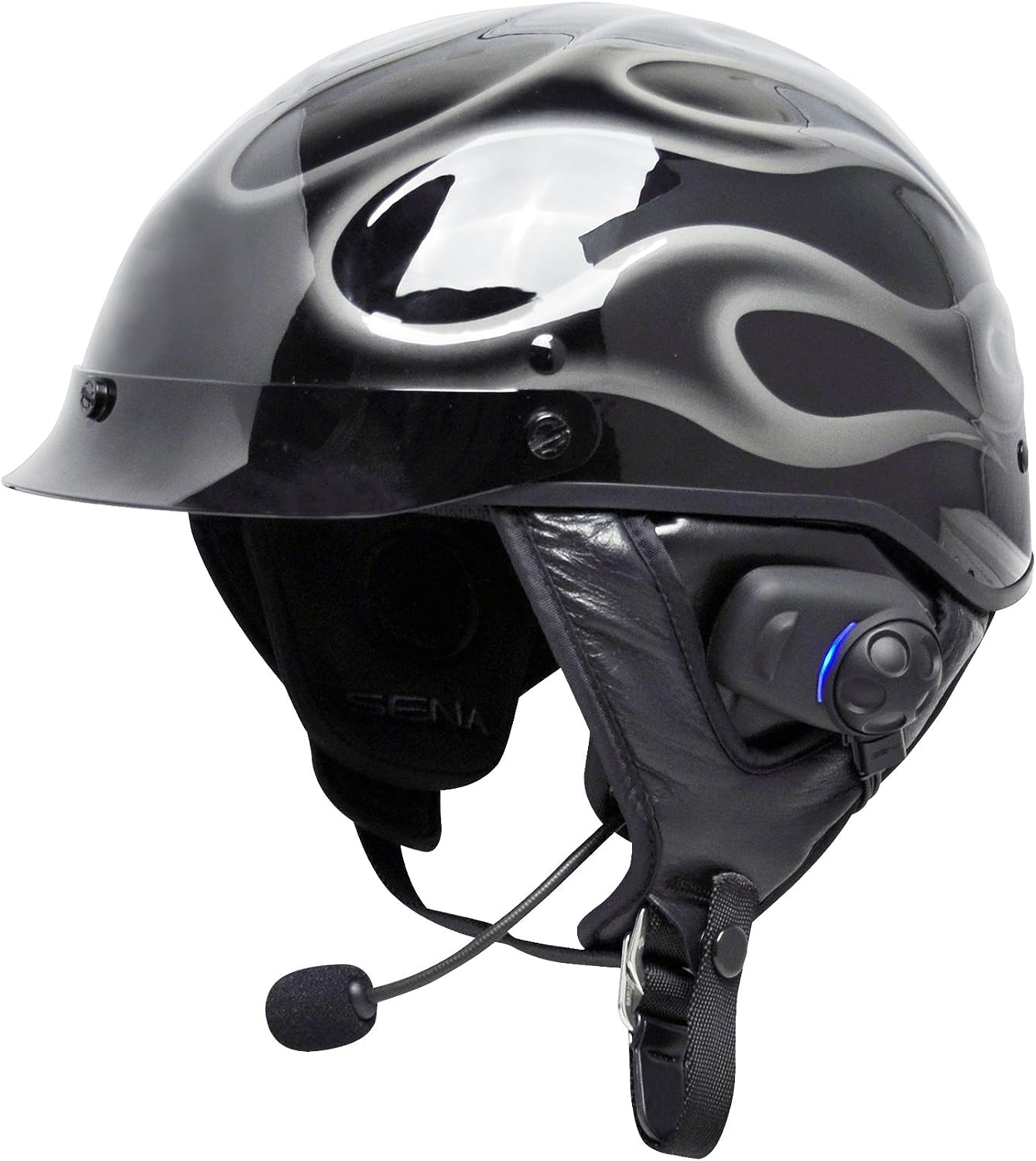 Sena SPH10H-FM-01 Motorcycle Bluetooth Stereo Headset and Intercom with Built-in FM Tuner for Half Helmets, Black