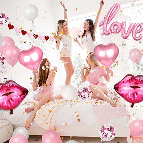 Valentines Day Decorations, Pink Love Heart Balloons Kit for Valentine’s Day Decor Wedding Propose Engagement Anniversary Party Decor Bridal Ornaments
