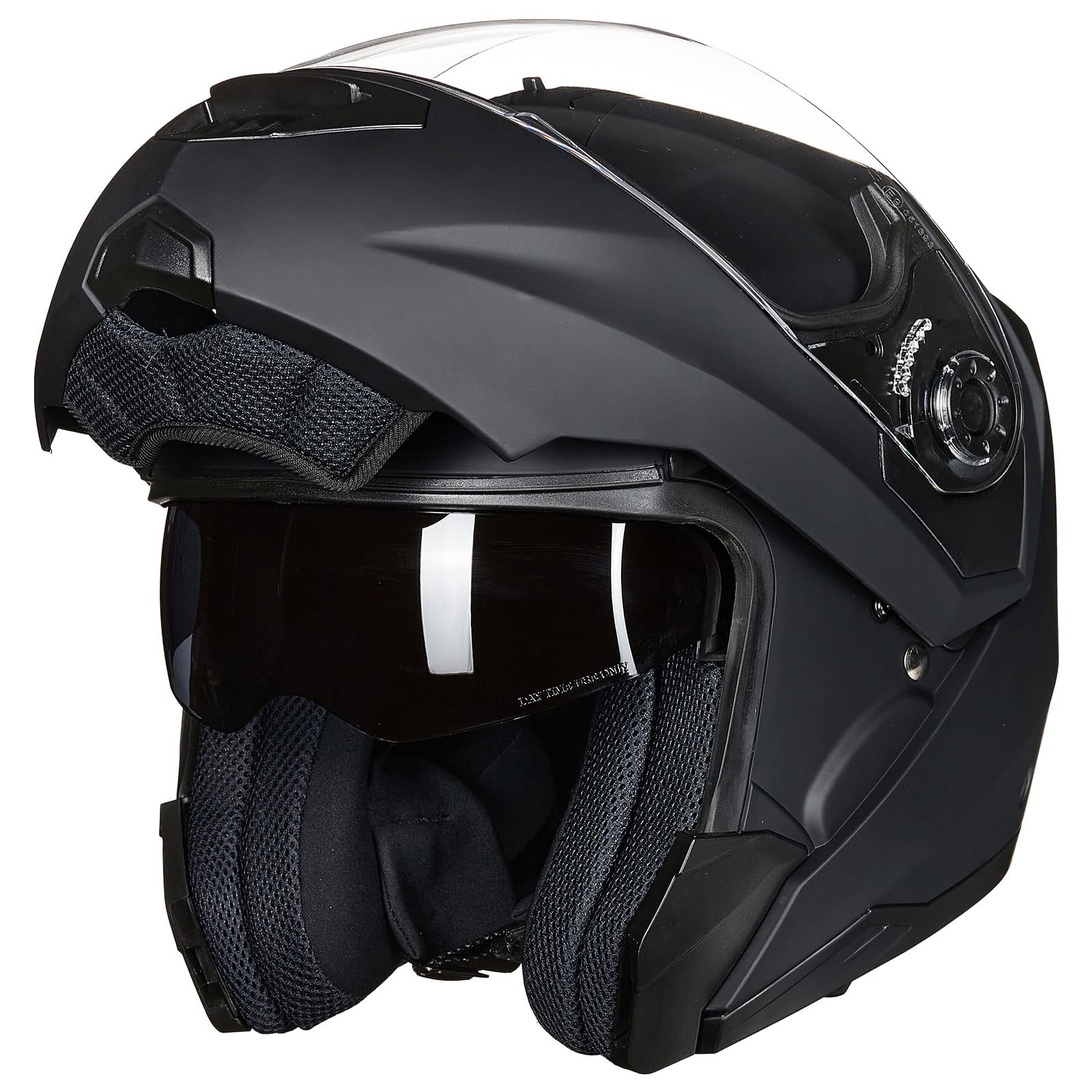 ILM Motorcycle Helmets for Adults Dual Visor Enlarged Air Vents Modular Full Face Cascos para Motos Men Women DOT Model DP998(Matte Black, Large)
