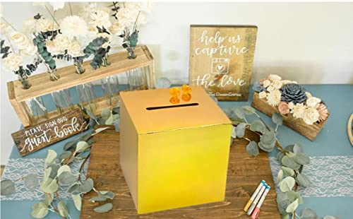 JC HUMMINGBIRD Shining Gold Large Envelope Party Gift Card Money Box Wishing Well 10"x10"