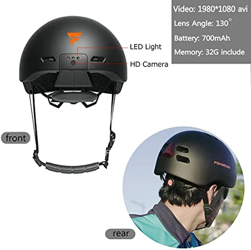 Smart Bike Helmet for Adult, Helmet with Camera(32GB TF Card Included), Helmet Video Recorder with Security Lights for Safe Riding，Motorcycle Helmet，tachograph