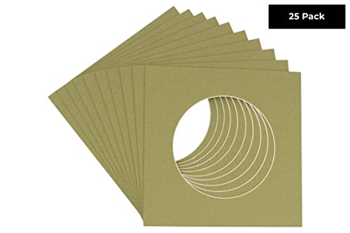 CountryArtHouse Valley Green Acid Free 14x14 Circle Picture Frame Mat with White Core Bevel Cut for 10x10 Pictures - Fits 14x14 Frame - Pack of 25 Matboards