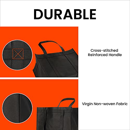NZ home XL Reusable Grocery Shopping Bags, Heavy Duty Shopping Tote, Stands Upright, Foldable, Washable (Black 5 Pack)