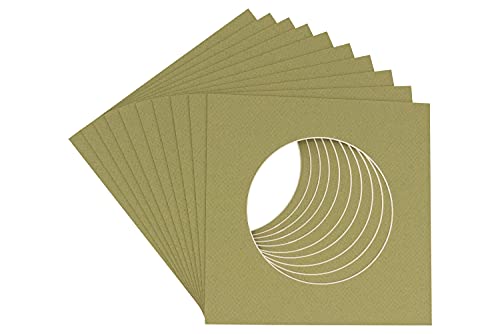 CountryArtHouse Valley Green Acid Free 14x14 Circle Picture Frame Mat with White Core Bevel Cut for 10x10 Pictures - Fits 14x14 Frame - Pack of 25 Matboards