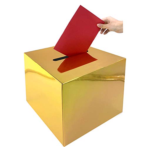 JC HUMMINGBIRD Shining Gold Large Envelope Party Gift Card Money Box Wishing Well 10"x10"