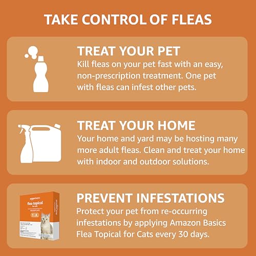 Amazon Basics Topical Flea Treatment for Medium Cats (5-9 Pounds), 6 Count (Previously Solimo)