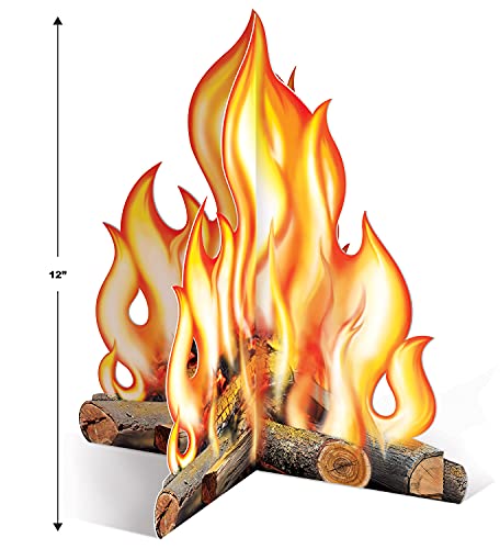 Beistle Three Dimensional Cardstock Paper Campfire Centerpiece Summer Camping Theme Western Party Decorations, 12", Brown/Orange/Yellow