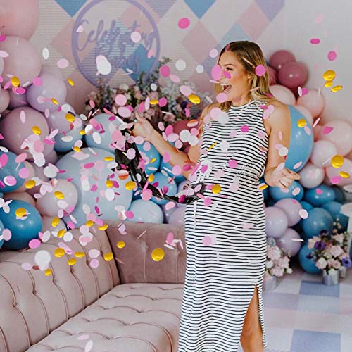 VCOSTORE Tissue Paper Confetti Circles - Round Confetti Dots,Large Table Confetti for Wedding Birthday Party Decoration and Gift Box decoration, 5000 pieces -Pink & Gold Mix Confetti,