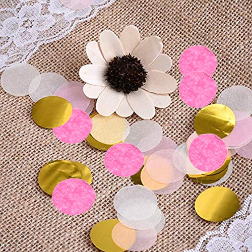 VCOSTORE Tissue Paper Confetti Circles - Round Confetti Dots,Large Table Confetti for Wedding Birthday Party Decoration and Gift Box decoration, 5000 pieces -Pink & Gold Mix Confetti,