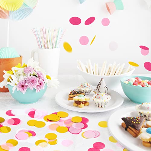 VCOSTORE Tissue Paper Confetti Circles - Round Confetti Dots,Large Table Confetti for Wedding Birthday Party Decoration and Gift Box decoration, 5000 pieces -Pink & Gold Mix Confetti,
